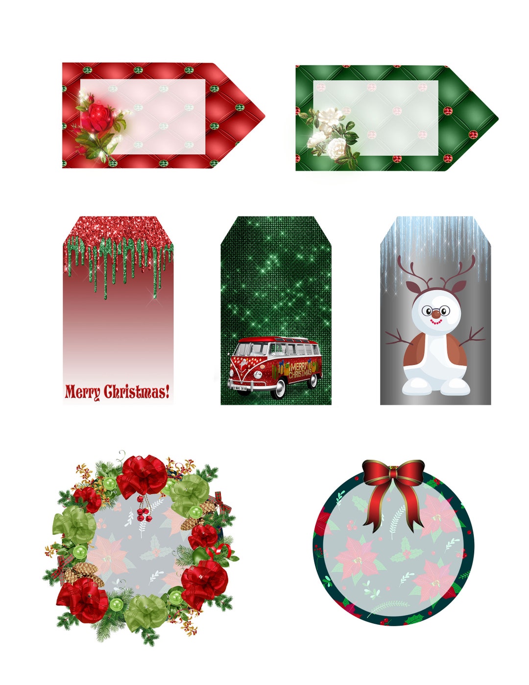 Printable Christmas Gift Tags 7 Traditional Christmas Designs - Etsy