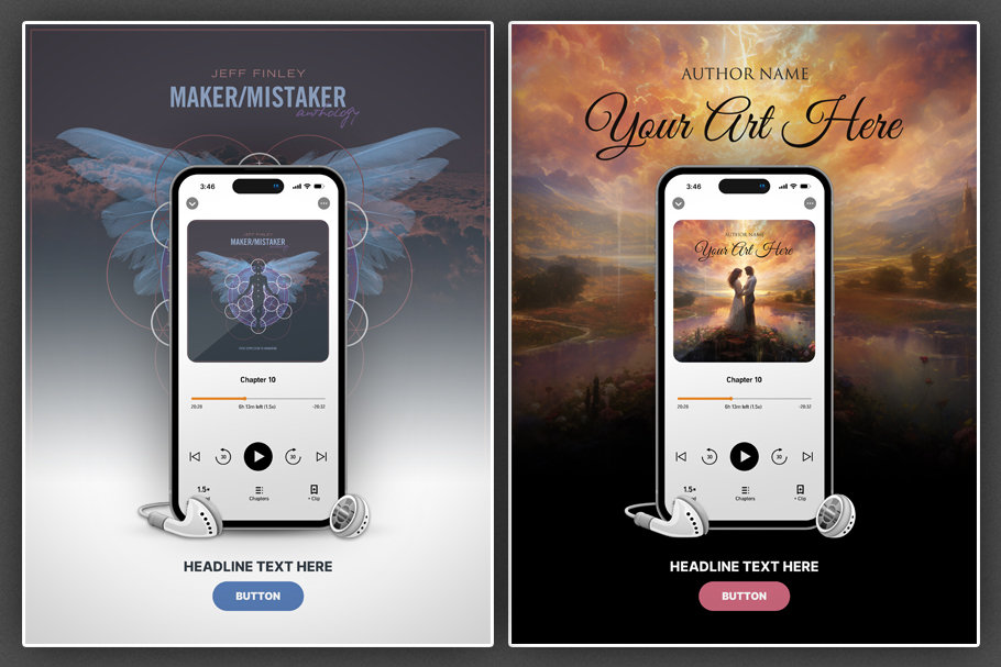 Audiobook Mockup Template - Use Your Own Cover Art - Photoshop PSD ...