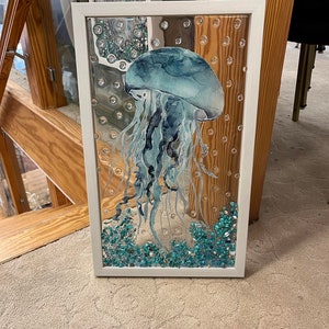 Jellyfish Glass Window, Art, Ocean, Beach, Chunky Glass, Outer Banks ...