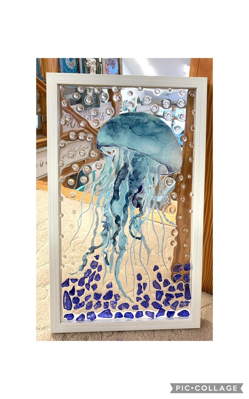 Jellyfish Glass Window Art Ocean Beach Chunky Glass Outer - Etsy