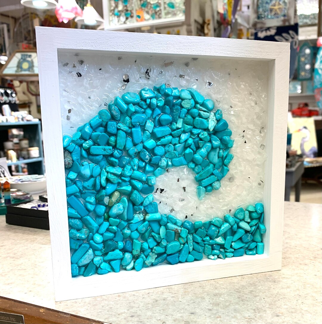 Turquoise Gemstone Gems Wave Beach Local Art Gift House Wall OBX Outer ...