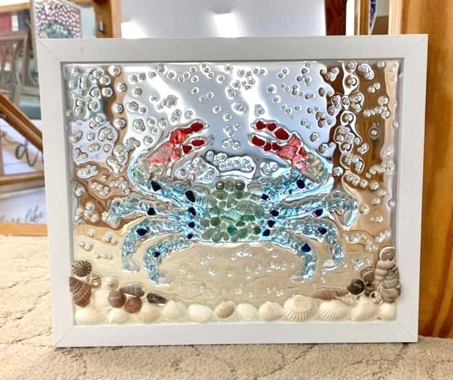 Crab Decor, Crushed Glass, Suncatcher for Windows, Outer Banks ...