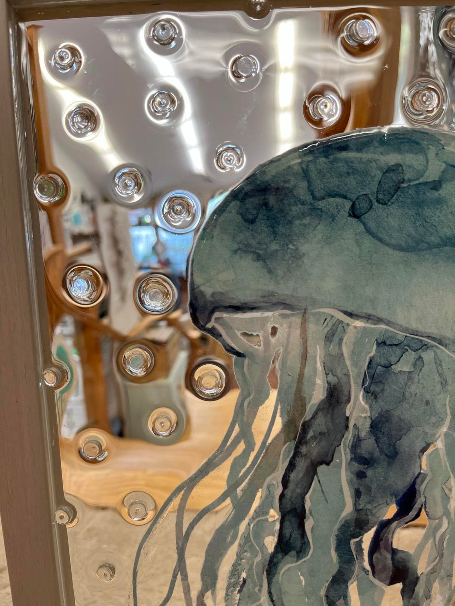 Jellyfish Glass Window, Art, Ocean, Beach, Chunky Glass, Outer Banks ...