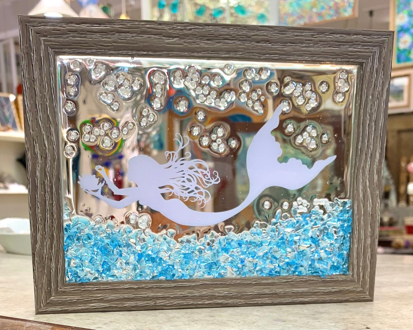 Mermaid Decor for Her Crushed Glass Coastal Suncatchers for - Etsy