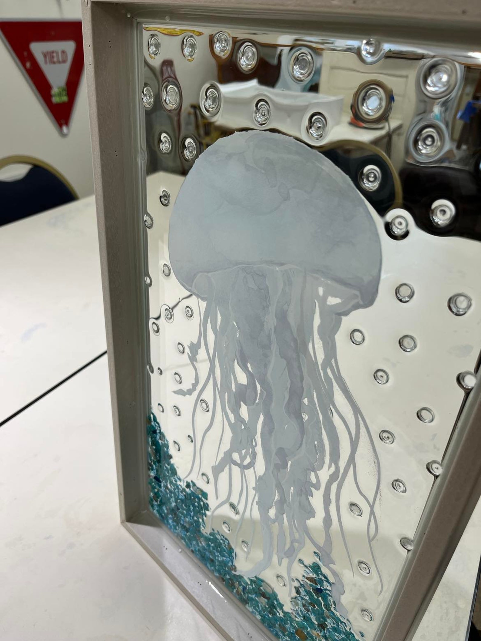 Jellyfish Glass Window, Art, Ocean, Beach, Chunky Glass, Outer Banks ...