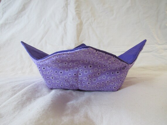 Lavender Calico With Reversible Purple Bowl Cozy - Etsy