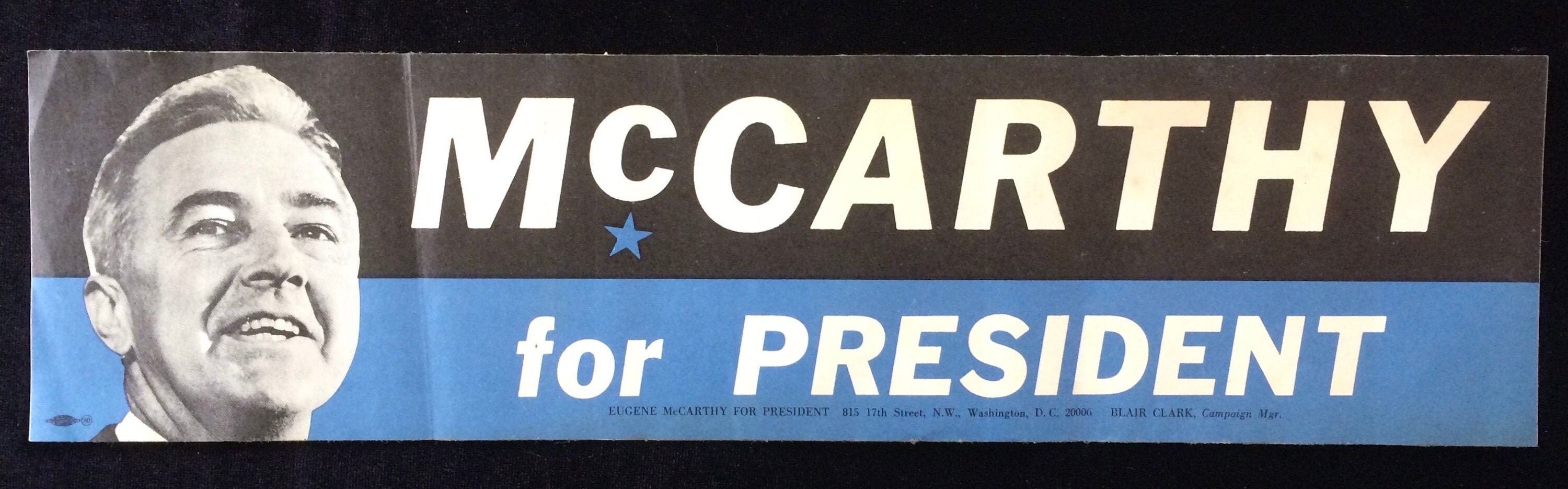 1968 Original Eugene Mccarthy for President Bumper Sticker - Etsy