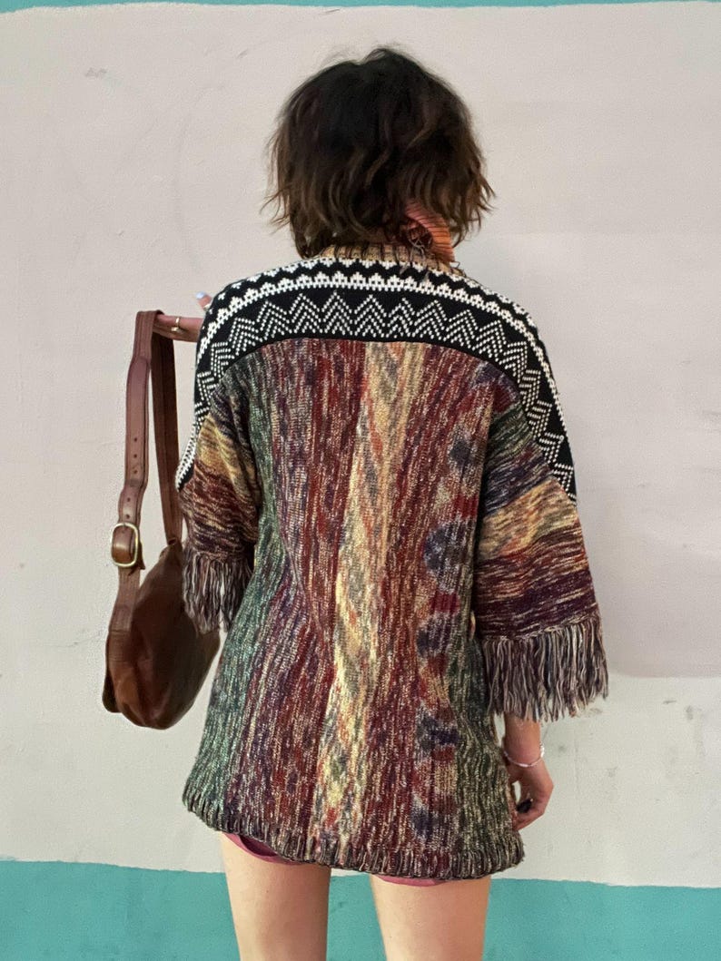 1970s Marled Knit Tassel Cardigan by Bobbie Brooks - Size M - Etsy