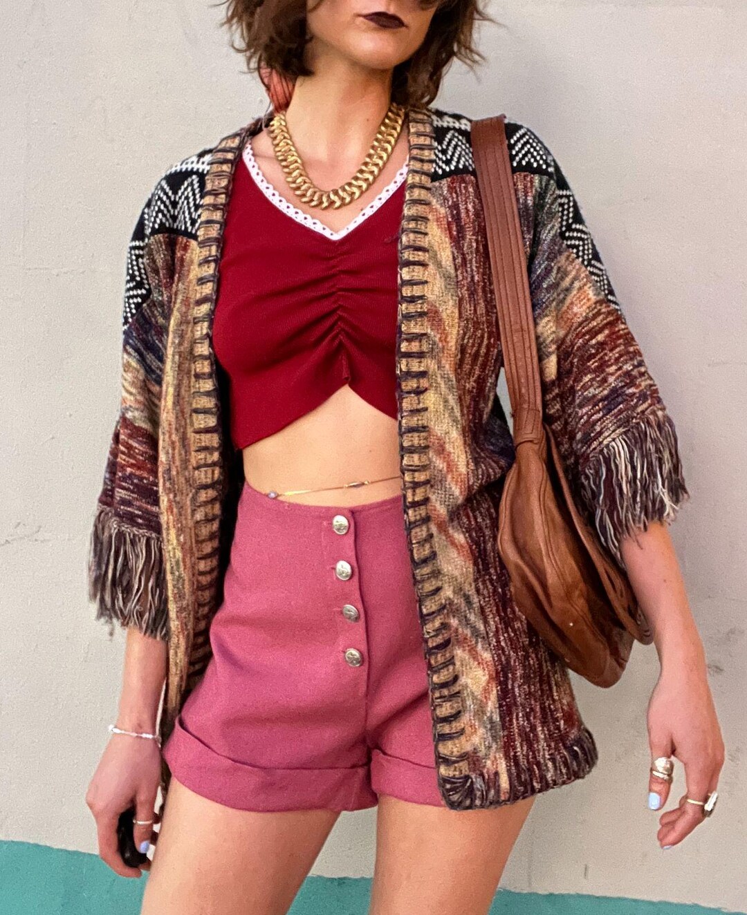 1970s Marled Knit Tassel Cardigan by Bobbie Brooks - Size M - Etsy