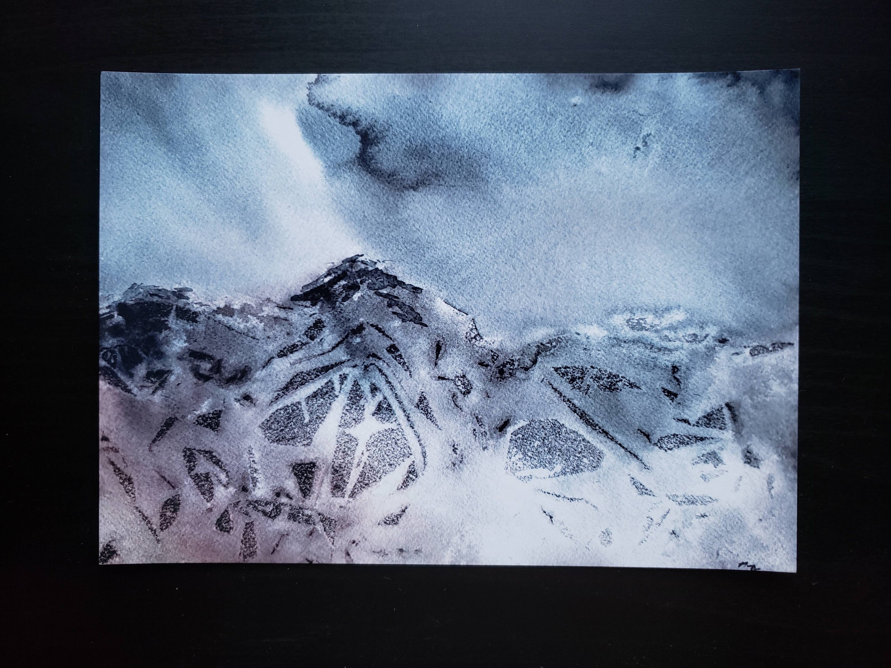 Abstract Snowy Mountain Landscape Watercolor Painting - Print - Etsy