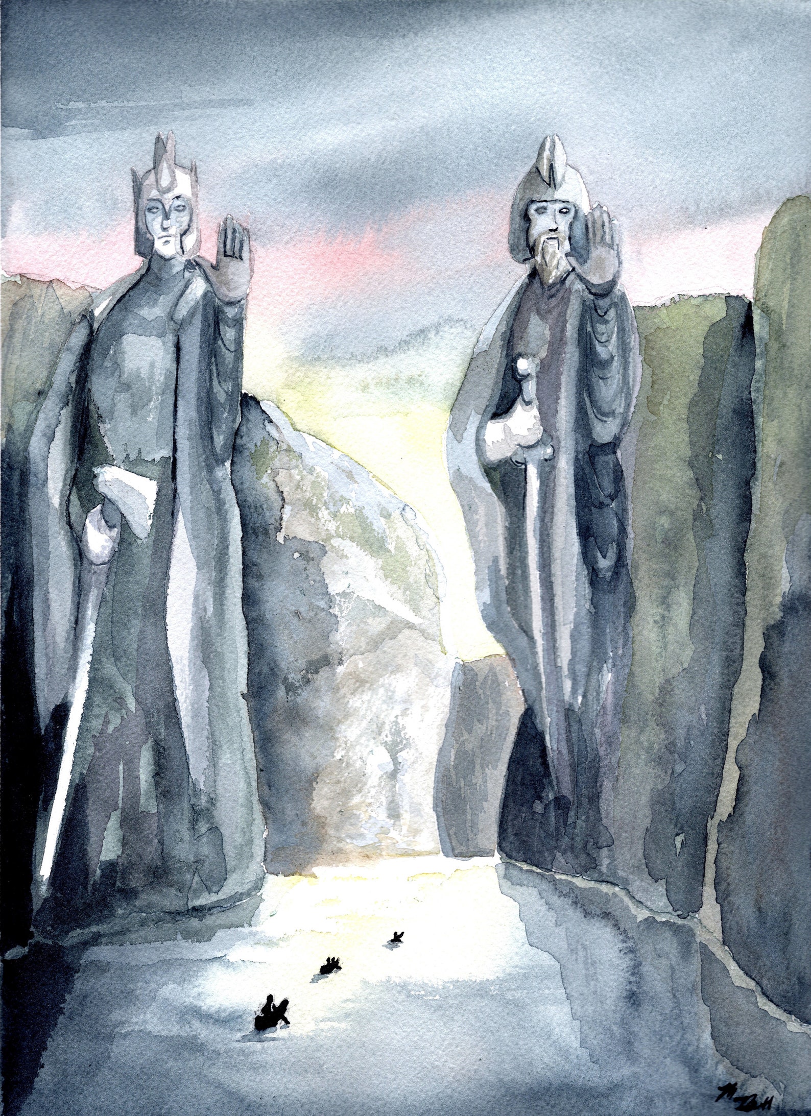 Lord of the Rings - Gates of Argonath - Watercolor Painting - Print - Etsy