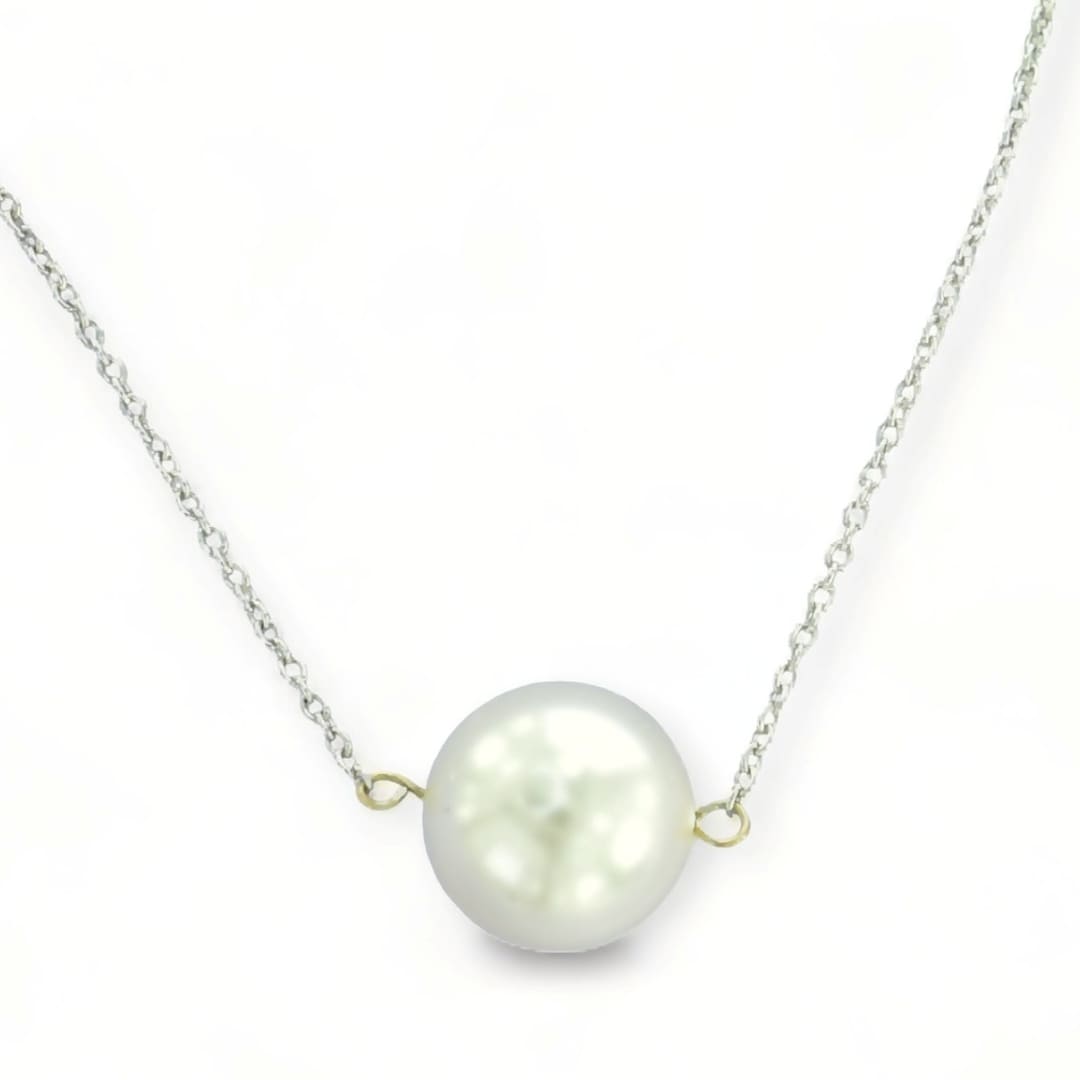 Swarovski Crystal Pearl Necklace: Sterling Silver Pendant (10MM) - Etsy