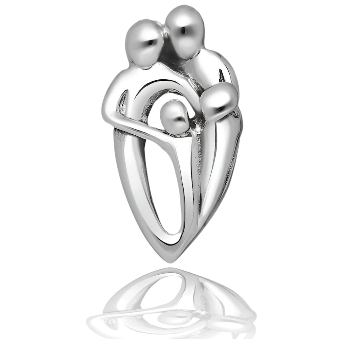 925 Sterling Silver Family of Four Pendant, Father Mother Two Children ...