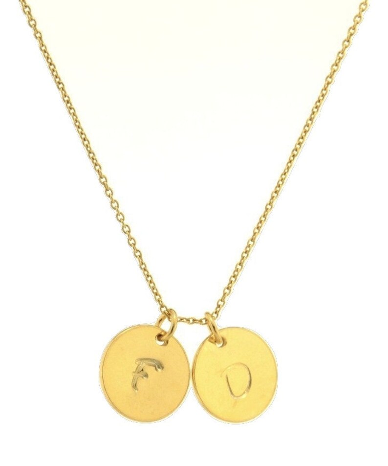 Initial Two Discs Necklace Gold Sterling Silver Custom Large Letter ...