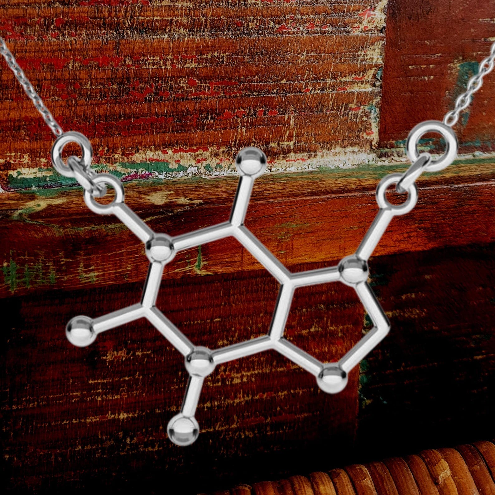 Sterling Silver Caffeine Molecule Necklace: Science Chemistry Charm - Etsy