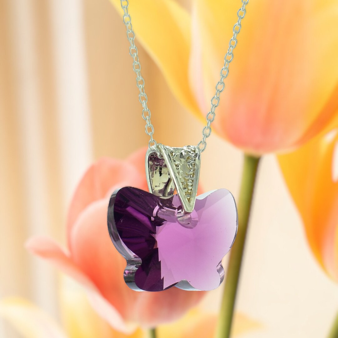 Swarovski Crystal Butterfly Necklace, .925 Sterling Silver, Swarovski ...