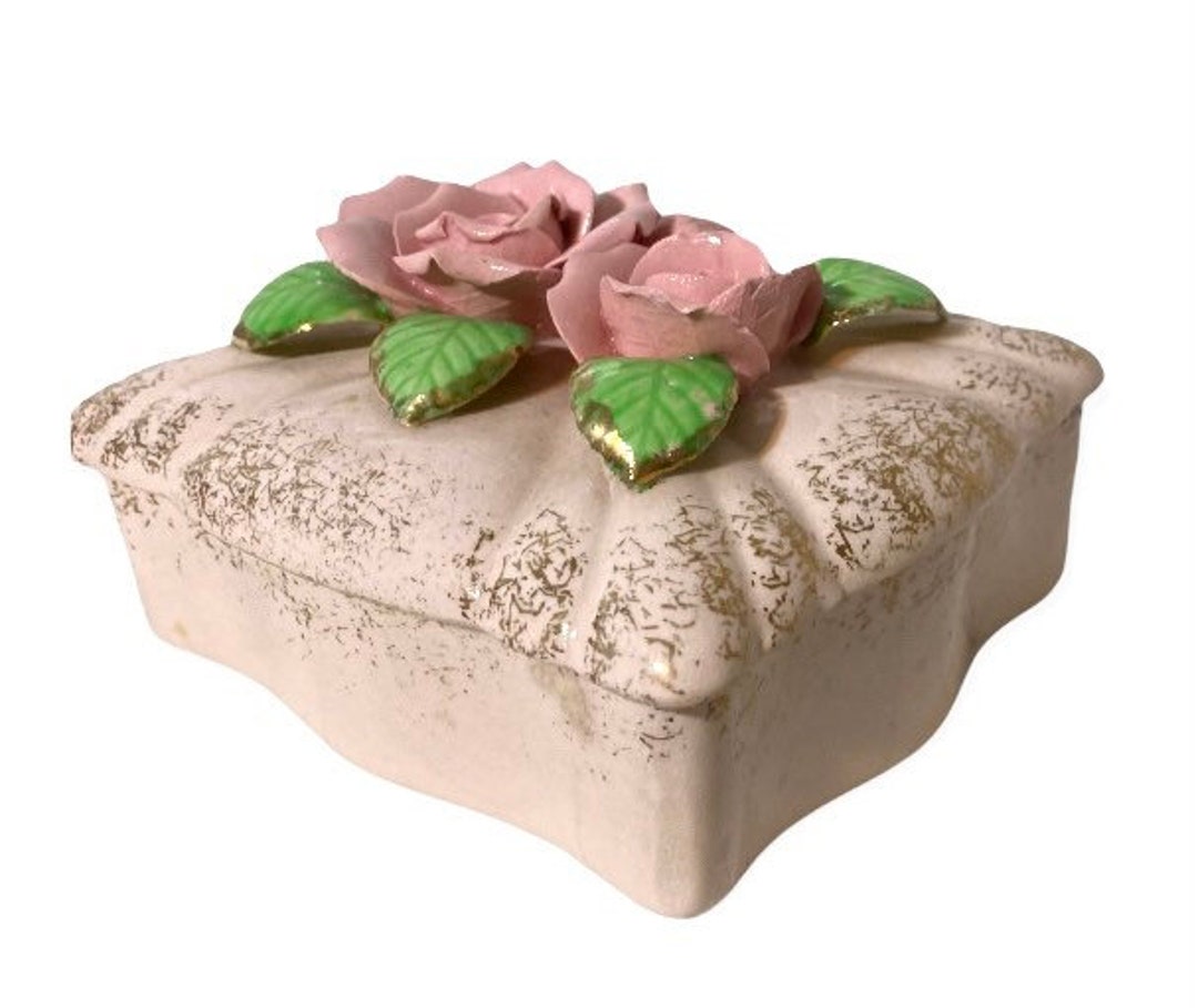 Vintage Old Roses Trinket Box - Etsy