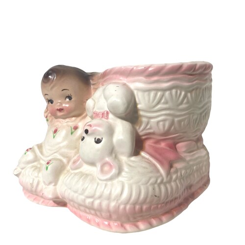 Vintage New Baby Vase. Vintage Baby Planter. Pink and White - Etsy