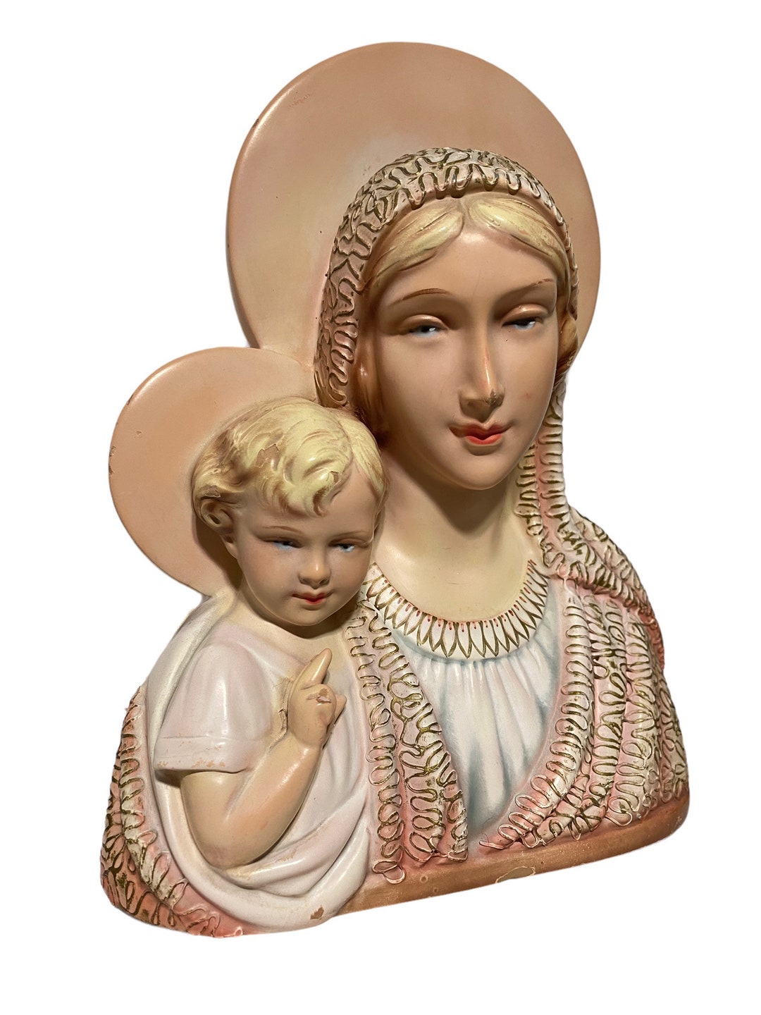 Vintage Chalk Ware Virgin Mary and Jesus - Etsy
