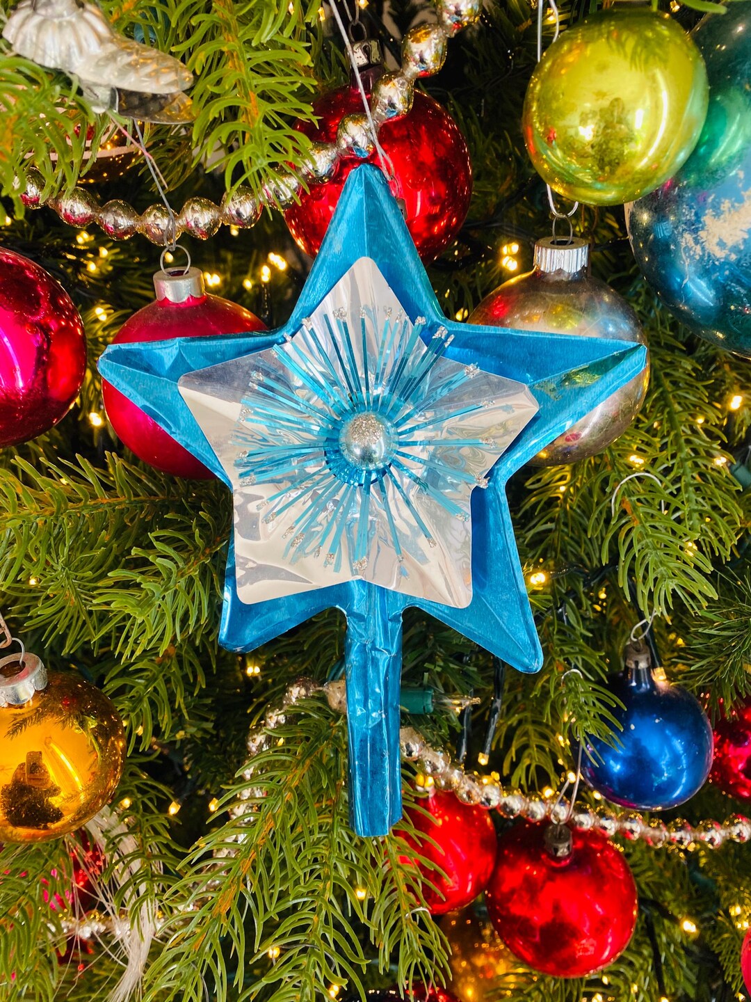 RARE Blue Tin Tree Topper for Small Tree - Etsy