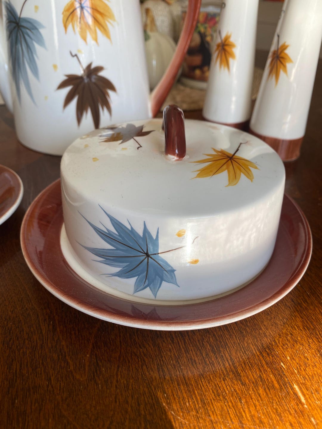 Midcentury Autumn Leaves Butter Dish - Etsy