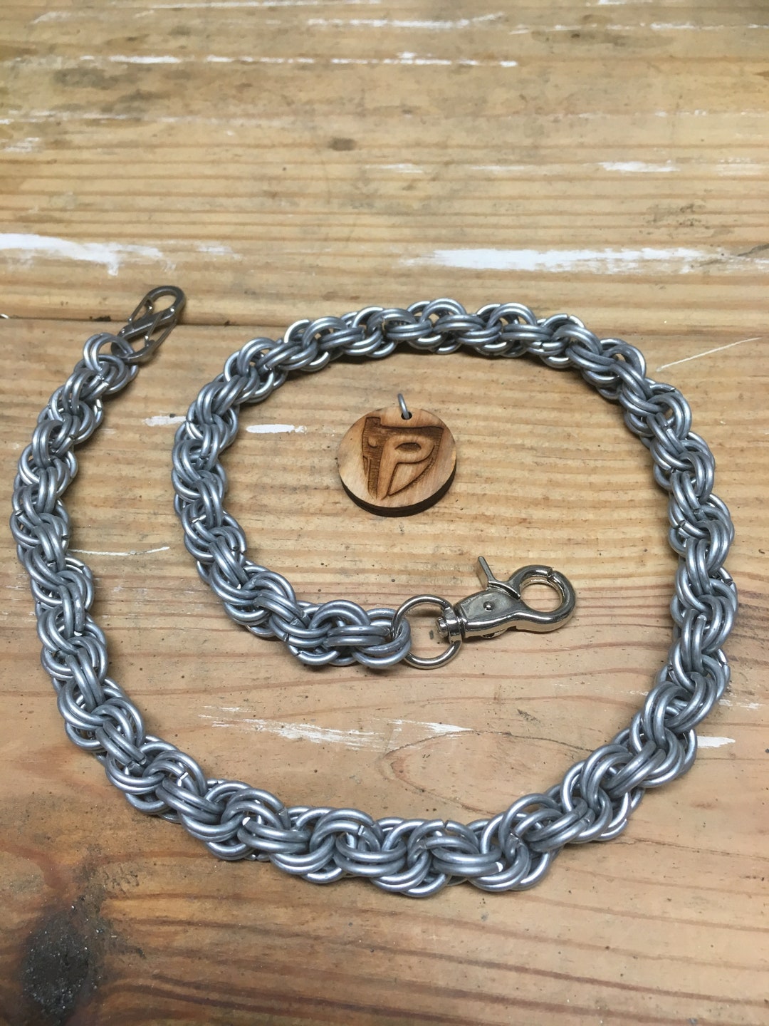 36 - Double Spiral - Handcrafted - Chainmail Wallet Chain - 2 Foot - 14 ...