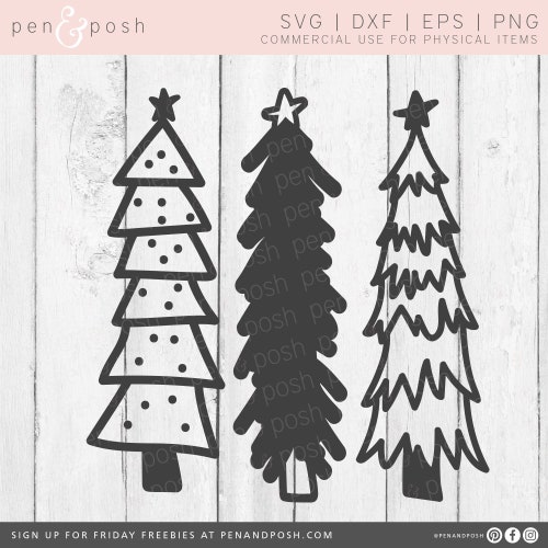 Christmas Tree SVG Rustic Hand Drawn Christmas Trees - Etsy