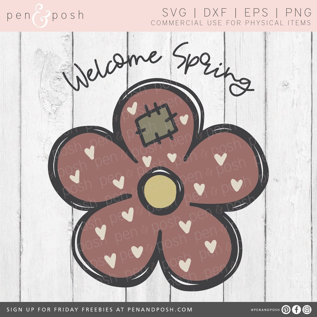Flower SVG - Spring Svg - Welcome Spring Svg - Patchwork Flower Cut ...