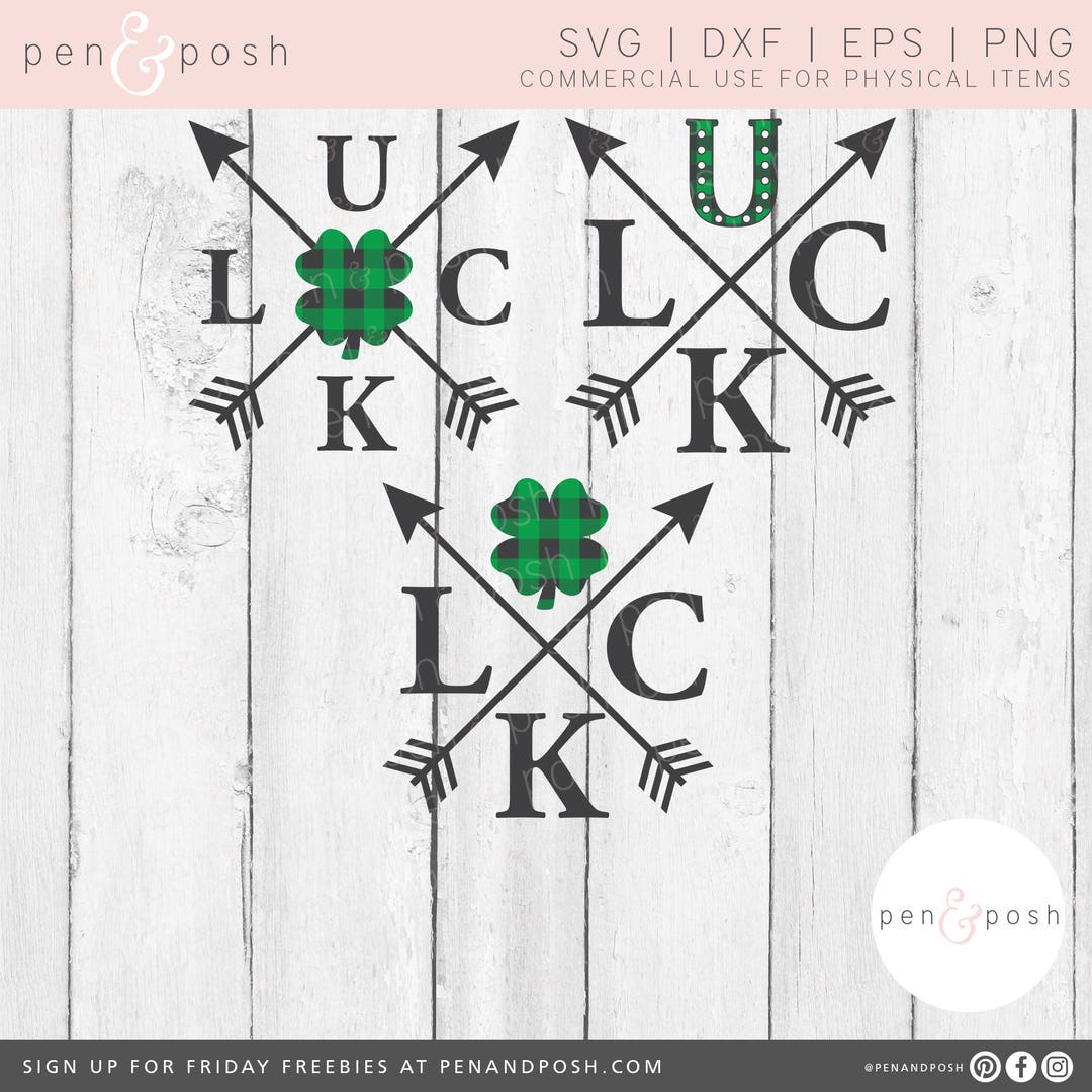 Luck SVG - Lucky SVG - Plaid Luck - Plaid Shamrock SVG - Plaid Clover ...