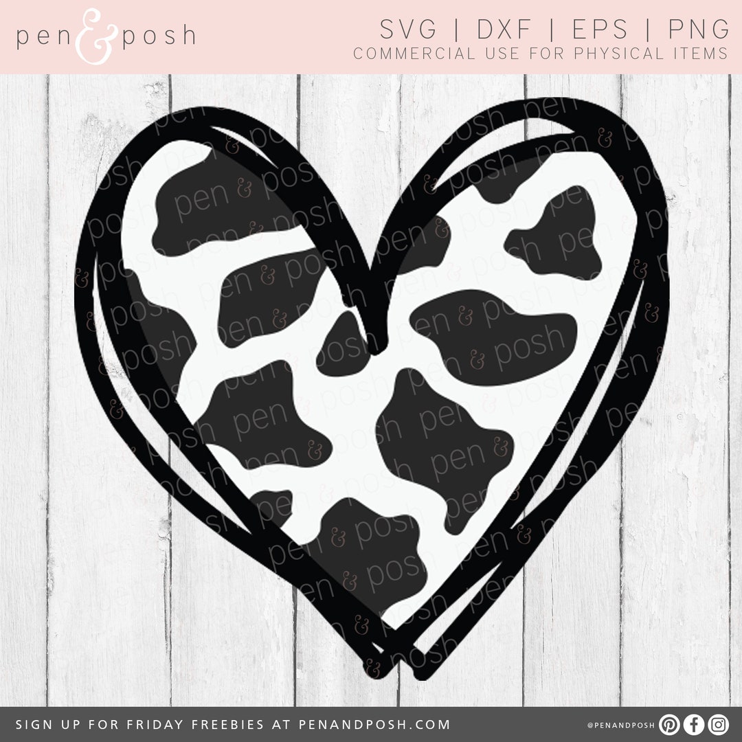Cow Heart SVG Cow Print SVG Cow Print SVG Design cow Heart Vectors Cow ...