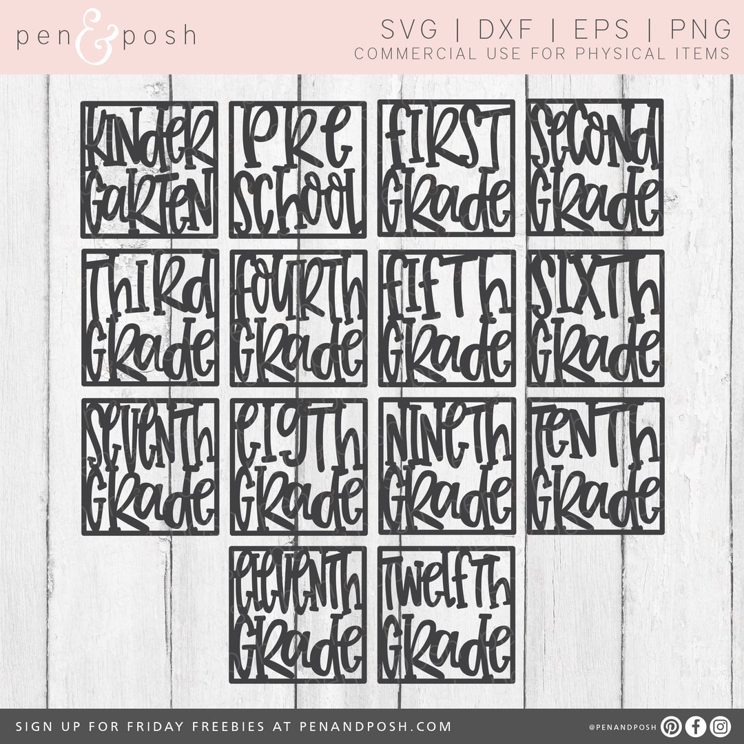 Signo de grado SVG Primer día de escuela SVG Regreso a la escuela SVG Escuela Svg Paquete de ...