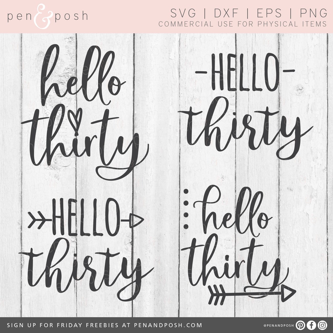 Hello Thirty Svg 30th Birthday Svg Birthday Svg Birthday Svg Thirty Svg ...
