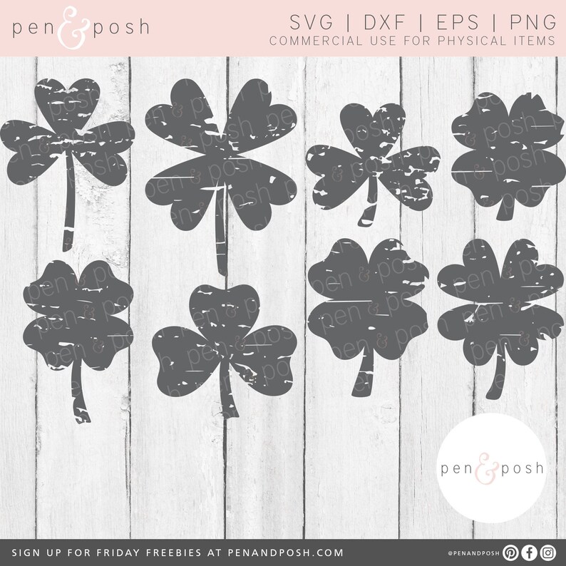 Shamrock SVG Clover SVG SVG Bundle Distressed Four Leaf - Etsy