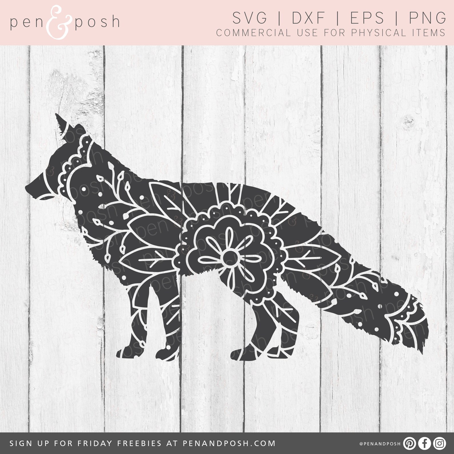 Fox SVG - Mandala Fox SVG - Zentangle Fox SVG - Woodland Svg - Hand ...