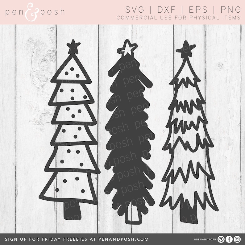 Christmas Tree SVG Rustic Hand Drawn Christmas Trees - Etsy UK
