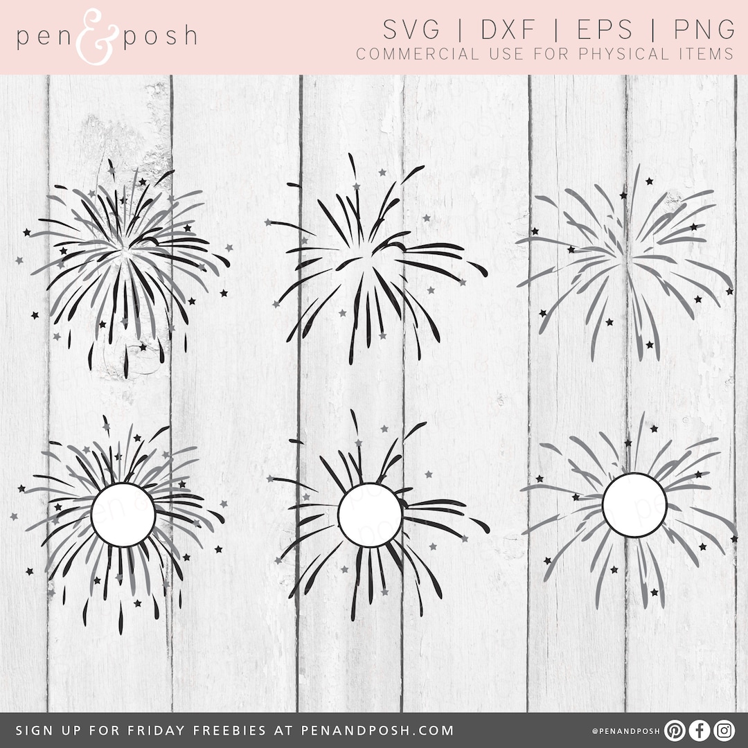 Fireworks SVG Fireworks Monogram SVG July 4th Cut Files for Cricut and ...