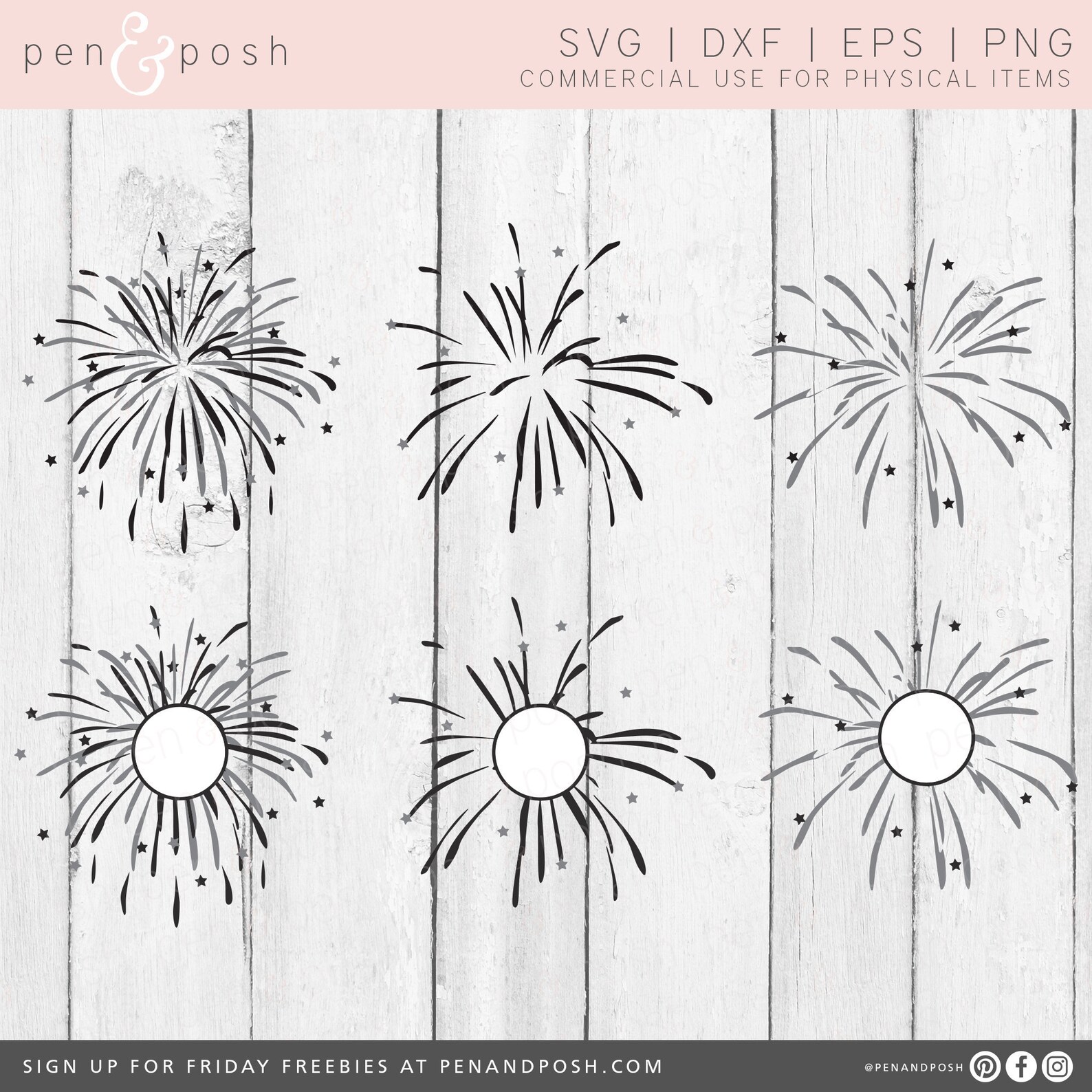 Fireworks SVG - Fireworks Monogram SVG - July 4th Cut Files for Cricut ...