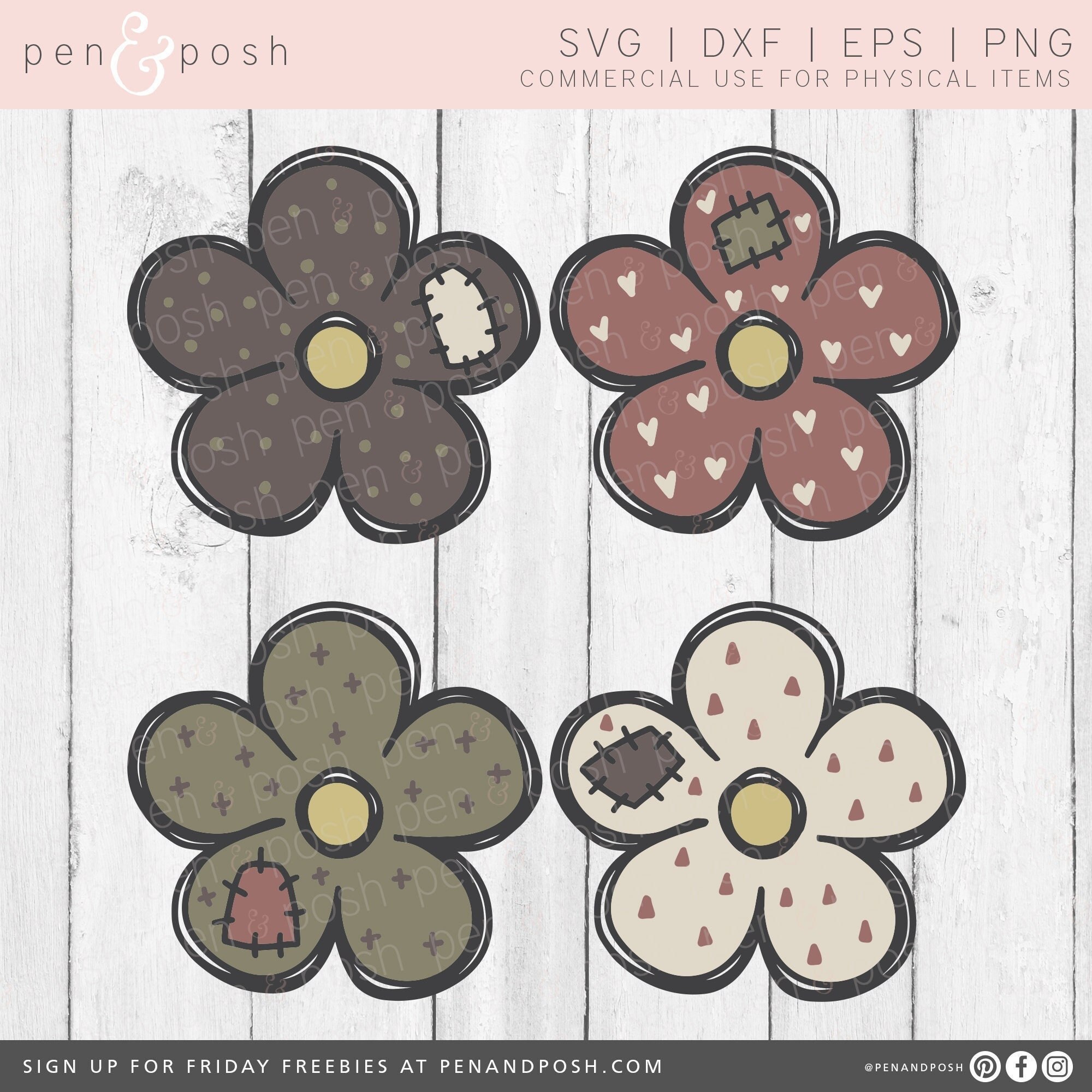 Flower SVG Spring Svg Spring Cut File Patchwork Flower - Etsy UK