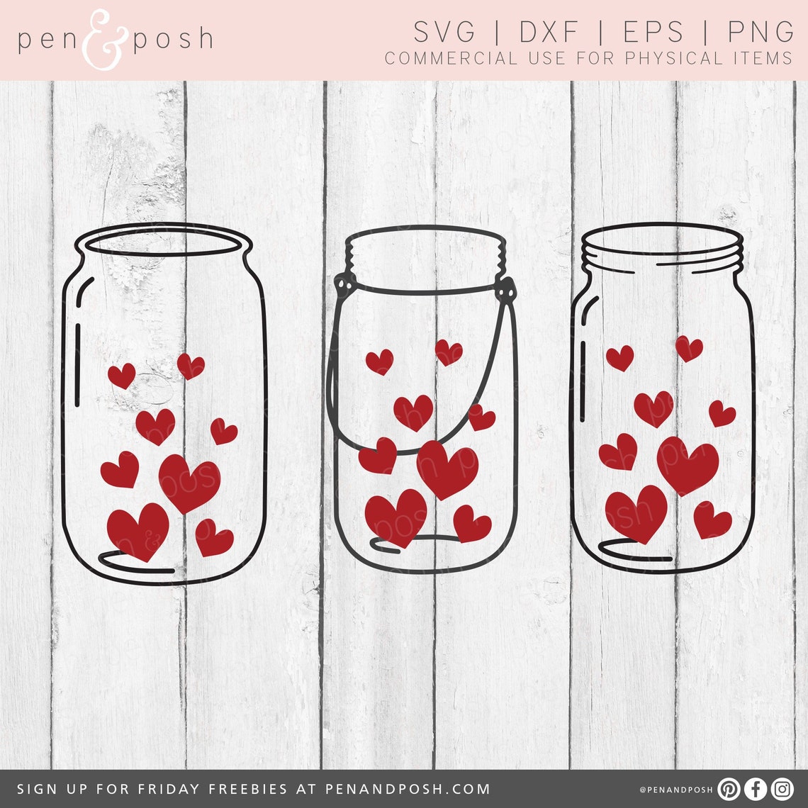 Valentines Day SVG - Heart SVG - Mason Jar Hearts - Jar SVG - Love Svg ...