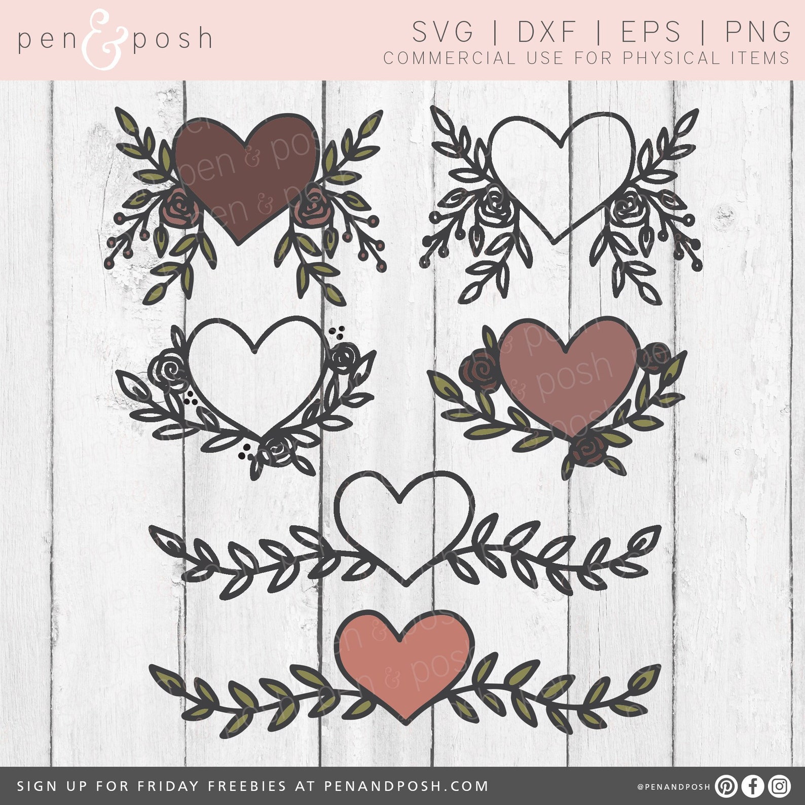 Foliage Svg Foliage Clipart Heart Svg Heart SVG for | Etsy