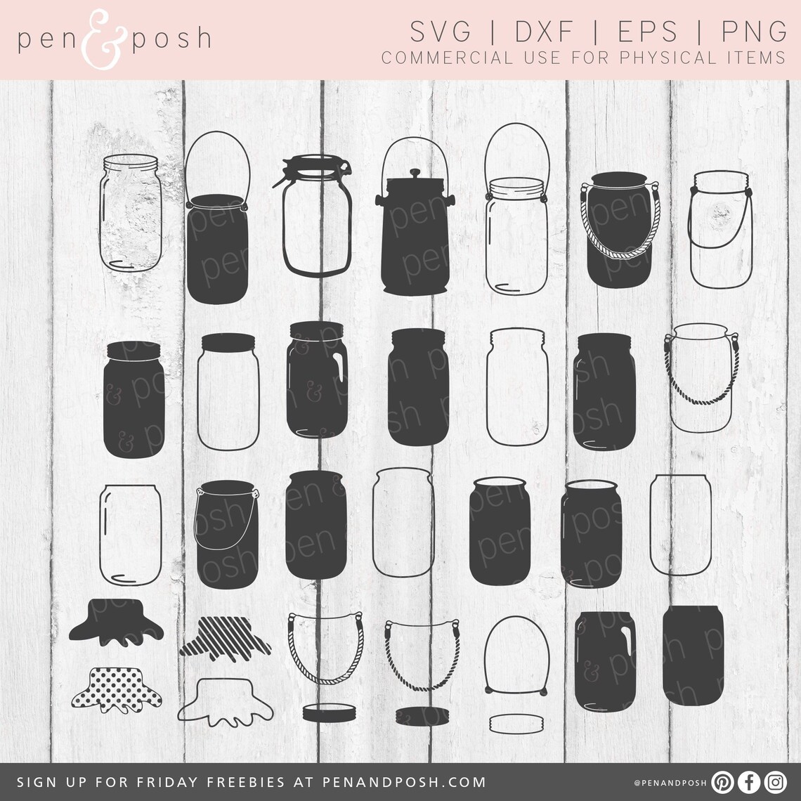 Mason Jar SVG - Jar SVG - Mason Jar Cut File for Cricut and Slhouette ...