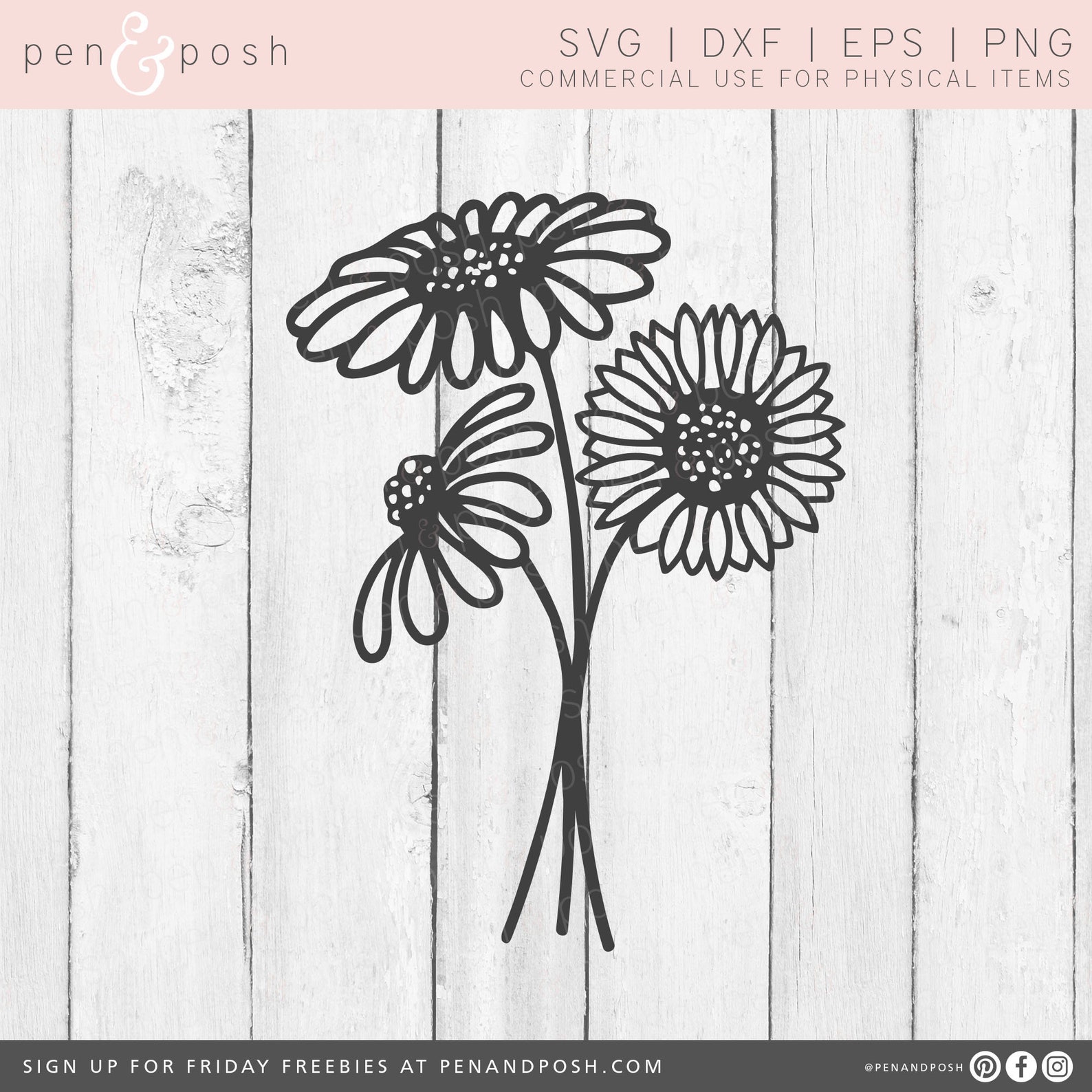 Flowers SVG - Handdrawn Flowers - Flower Cut File - Flower Bouquet SVG ...