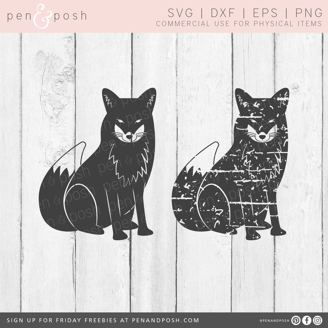 Fox SVG Grunge Fox SVG Distressed Fox SVG Woodland Svg Hand Drawn Fox ...
