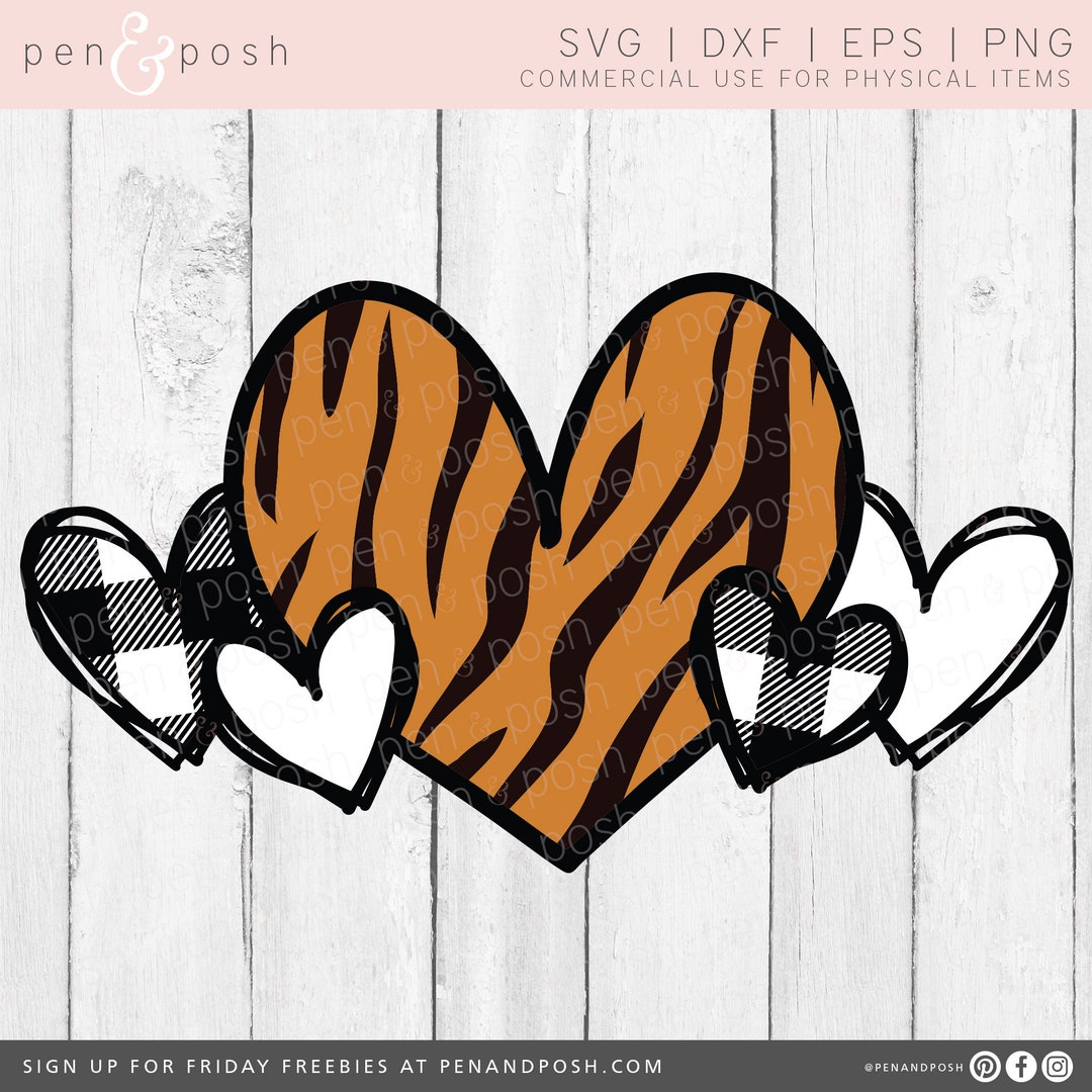 Tiger Plaid Heart SVG - Tiger Heart SVG - Heart Svg Bundles - Digital ...