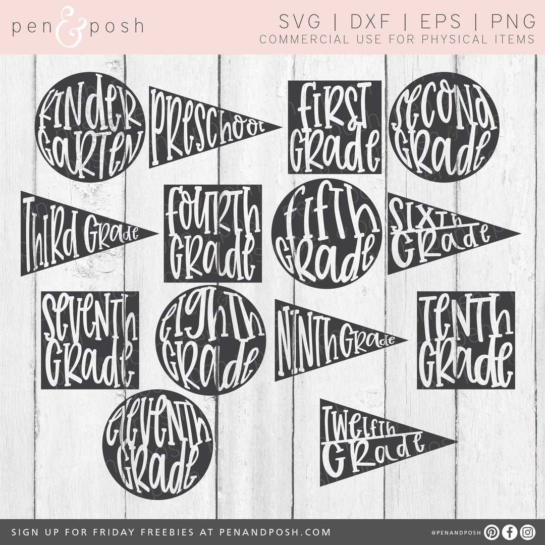 Grade Sign SVG - First Day of School SVG - Back to School SVG - School ...