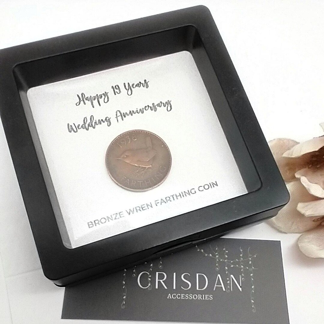 19th Bronze Wedding Anniversary Coin Gift, 19 Years Married Gift Framed ...
