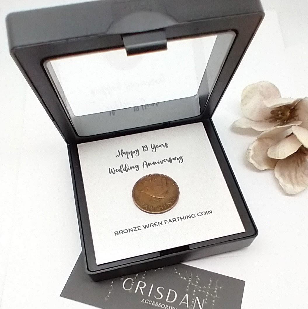 19th Bronze Wedding Anniversary Coin Gift, 19 Years Married Gift Framed ...