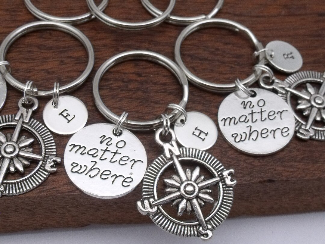 Set of 6 Six Friendship Gift Initial Keyrings, Distance Keychain, No ...