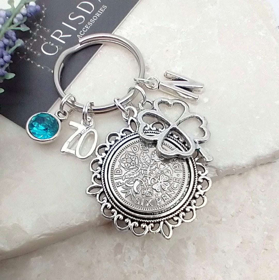 70th Birthday Gift, 1956 Silver Sixpence Keyring, 70th Gift Idea With ...