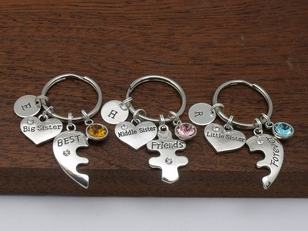 Big Middle Little Sister Best Friends Keyring Gift, 3 Sister Friendship ...